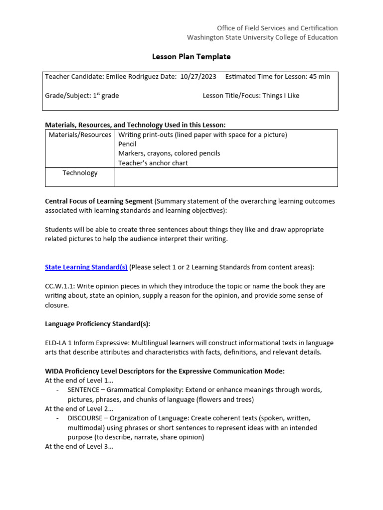 Wida Writing Revised Assessments 1 | PDF | Communication | Behavior Modification
