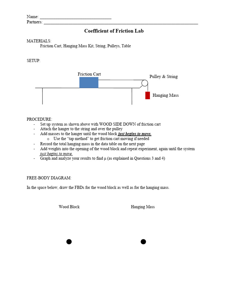 7- Coefficient of Static Friction Lab | PDF | Friction | Force