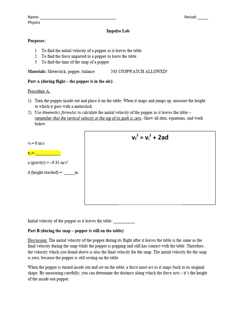 2 - Popper Lab | PDF | Force | Momentum