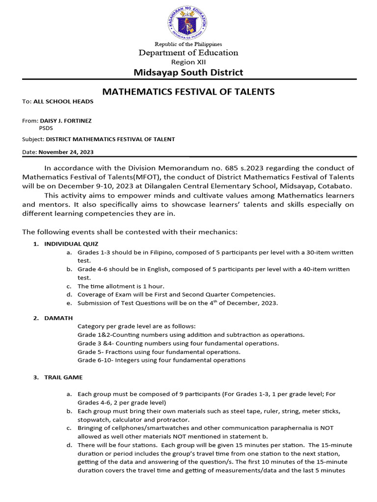 Mathematics-Festival-of-Talents-edited (1) | PDF | Mathematics