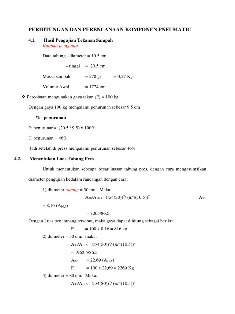 Perhitungan Dan Perencanaan Komponen Pneumatic | PDF | Metode & Bahan Ajar | Sains & Matematika