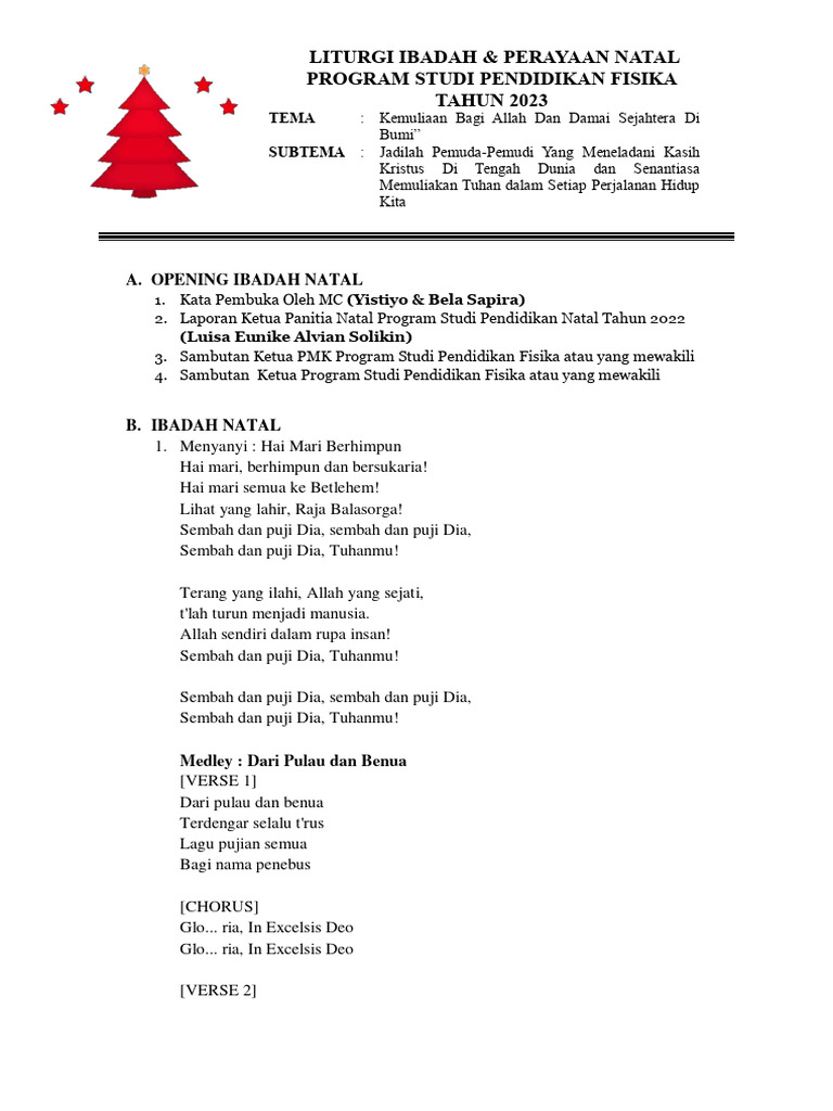 Liturgi Ibadah Natal 2023 | PDF