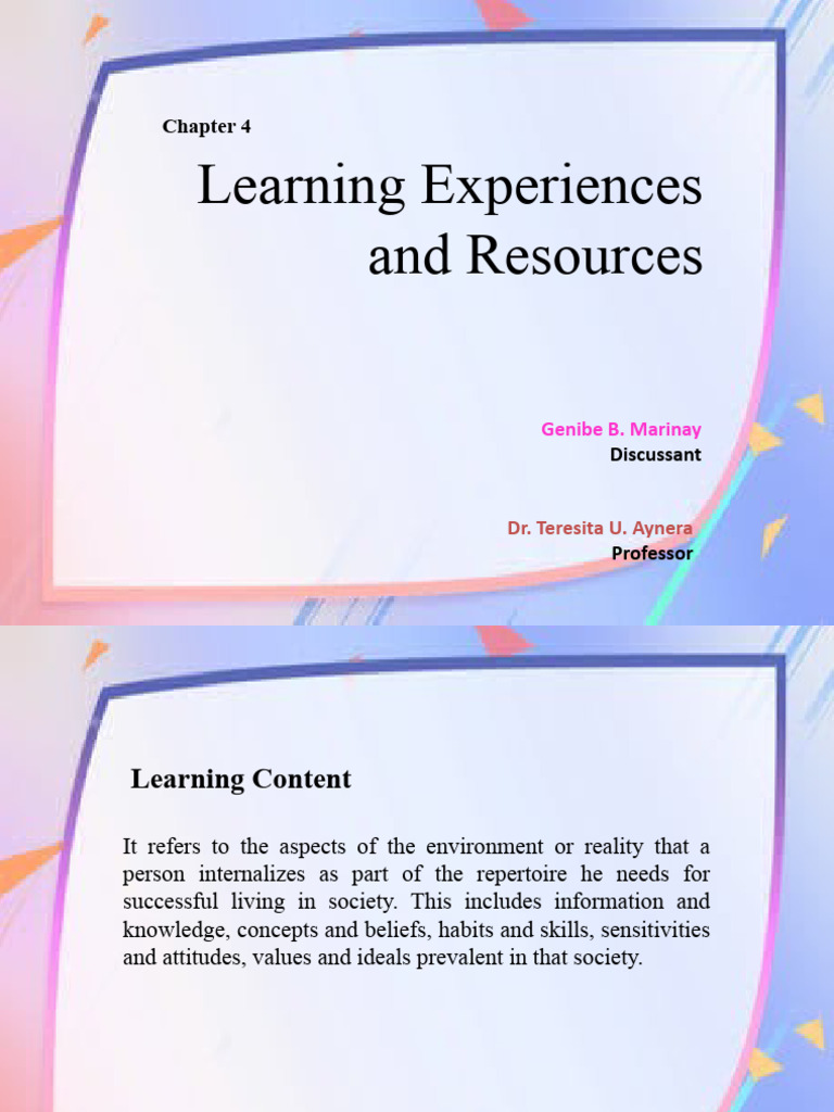 Instructional Analysis - Chapter 4 | PDF | Learning | Experience