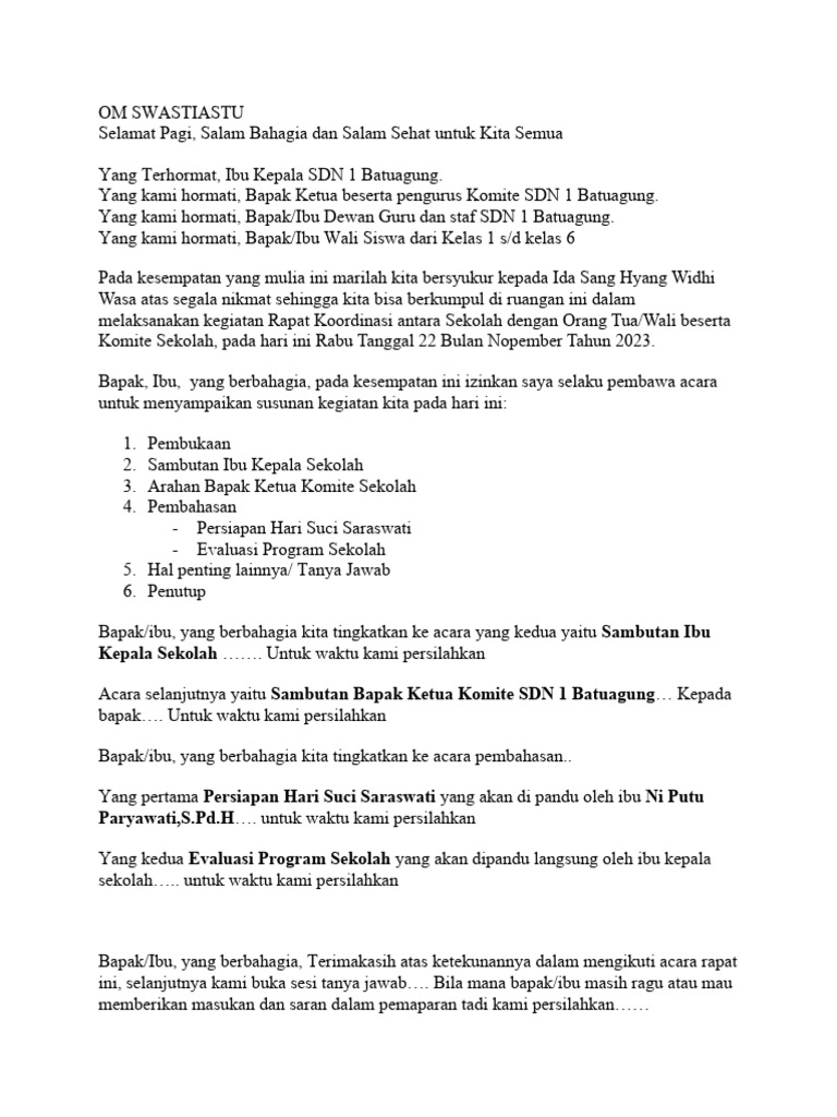 Susunan Acara Rapat Komite Pdf