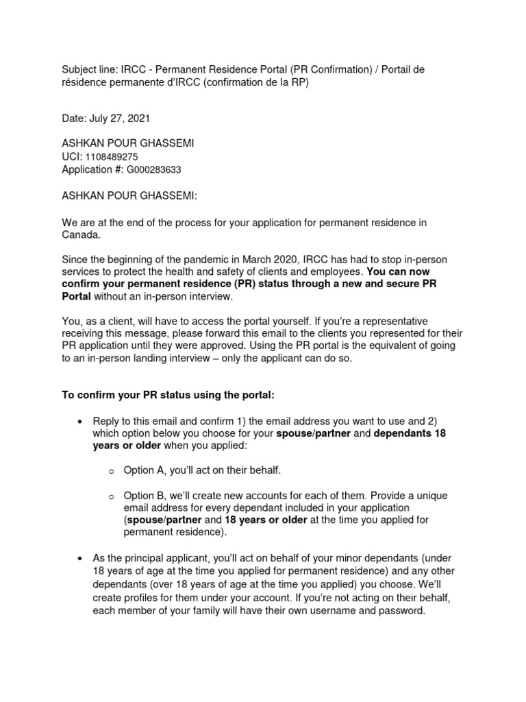 Confirm Your Permanent Residence (PR) Status Through A New and Secure ...