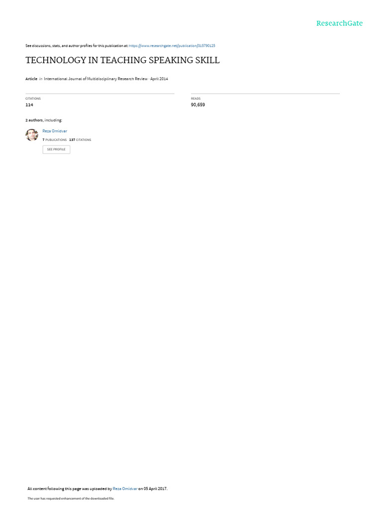 Technology In Teaching Speaking Skill International Journal Of