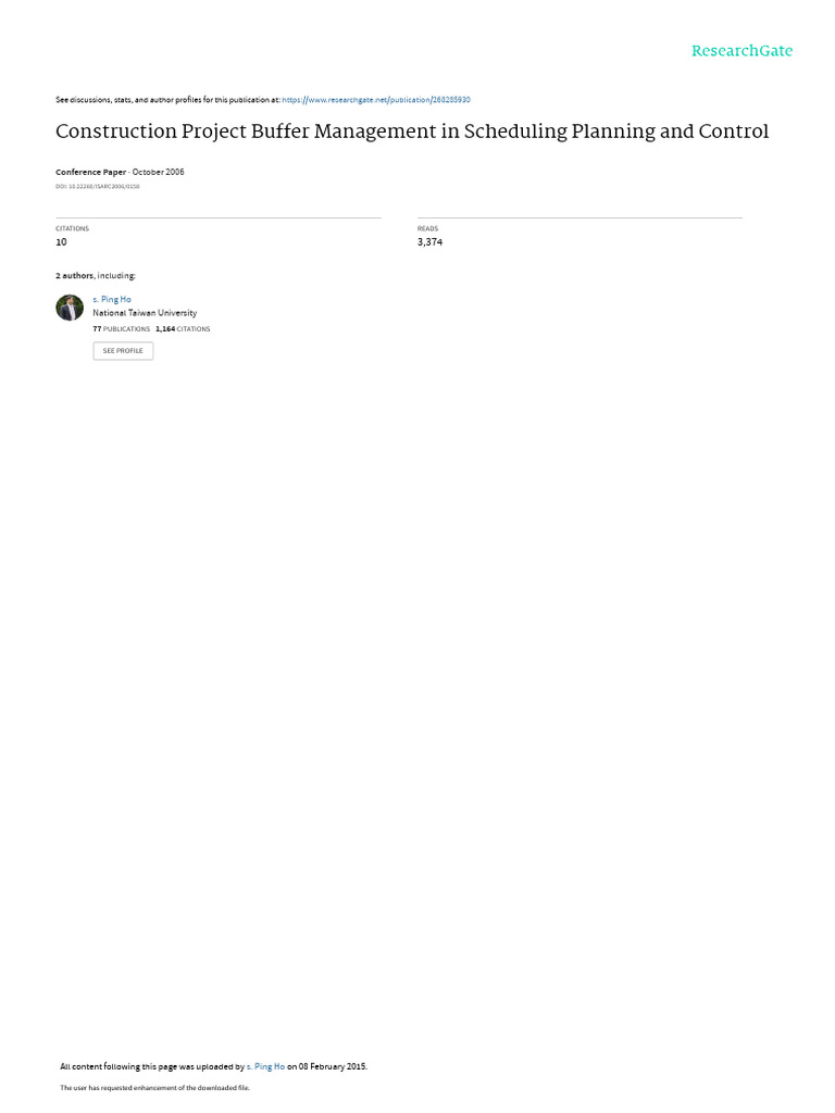 Construction Project Buffer Management in Scheduli | PDF | Project Management | Systems Theory