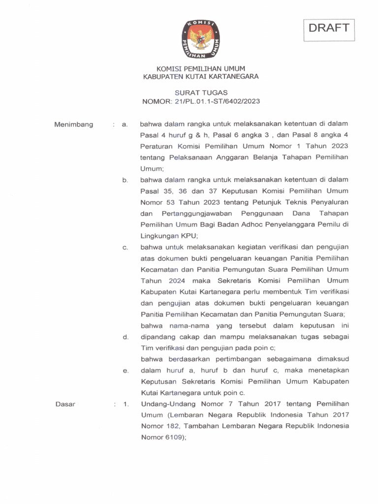 Surat Tugas KUL | PDF