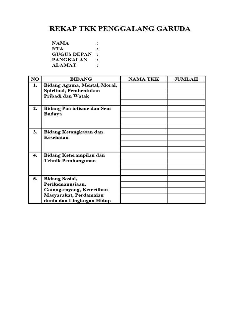 Format Rekap TKK | PDF