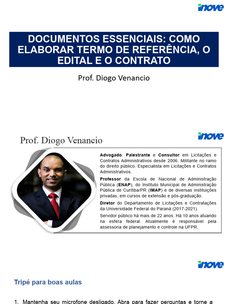 Documentos Essenciais Como Elaborar Termo de Referência, o Edital e o Contrato-Diego Venancio ...