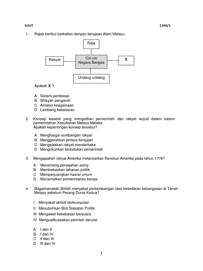 1.2023 K1 Soalan Sej (Trial Putrajaya) | PDF