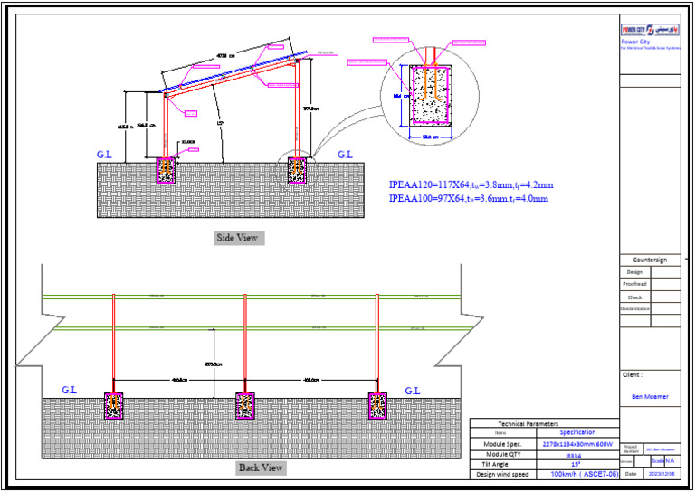 Fixed Solar Mounting Structure Drawing | PDF