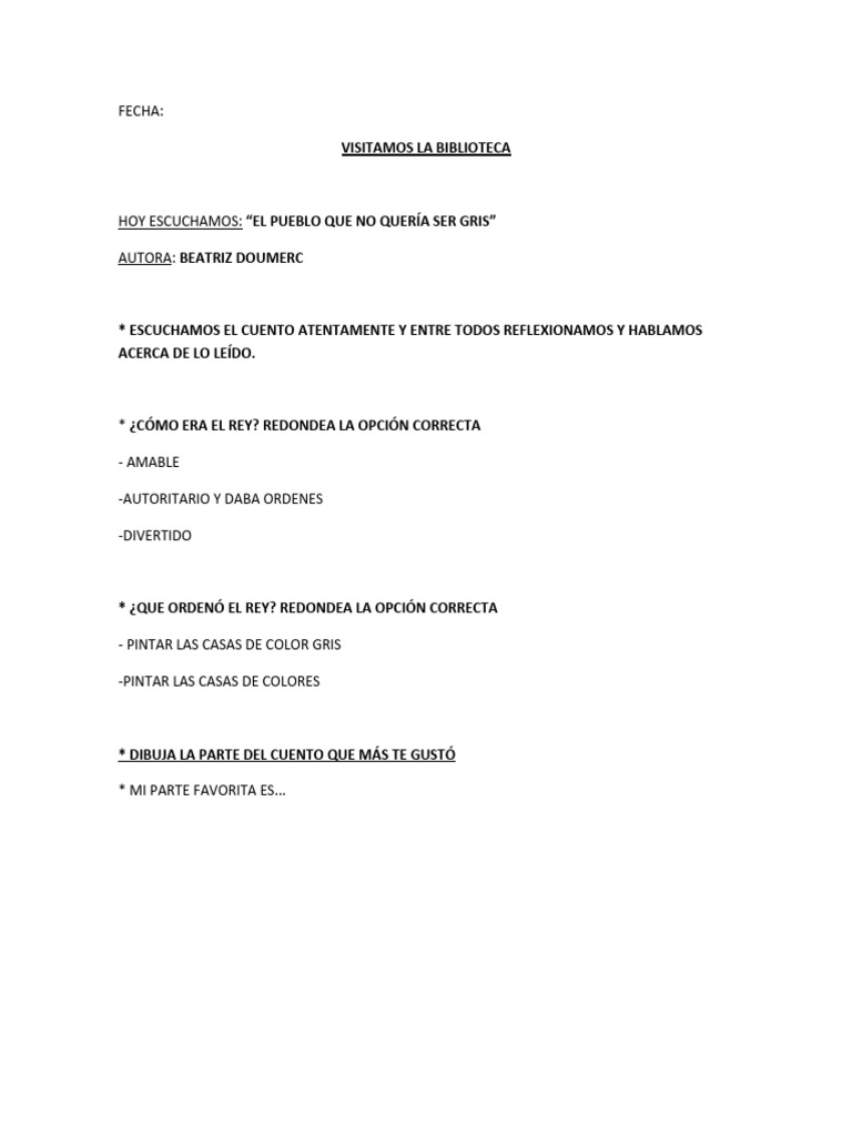 Actividad Pueblo Que No Queria Ser Gris 2a | PDF Actividad Pueblo Que No Queria Ser Gris 2a | PDF