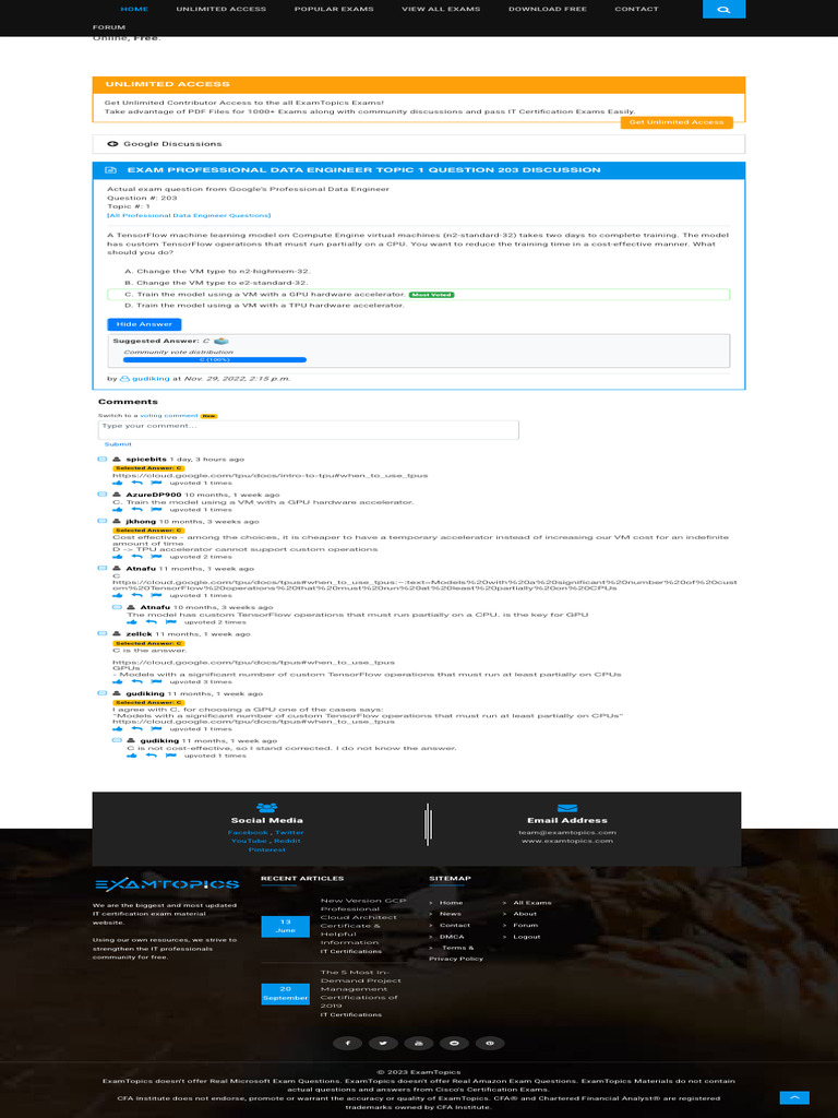 Exam Professional Data Engineer Topic 1 Question 203 Discussion - ExamTopics | PDF