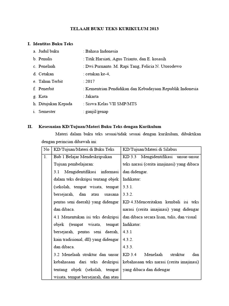 Telaah Buku Teks Kurikulum 2013 | PDF | Kajian Bahasa Asing