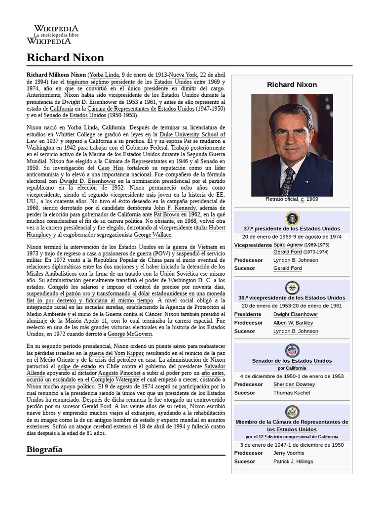 Richard Nixon | PDF | Richard Nixon | Gobierno