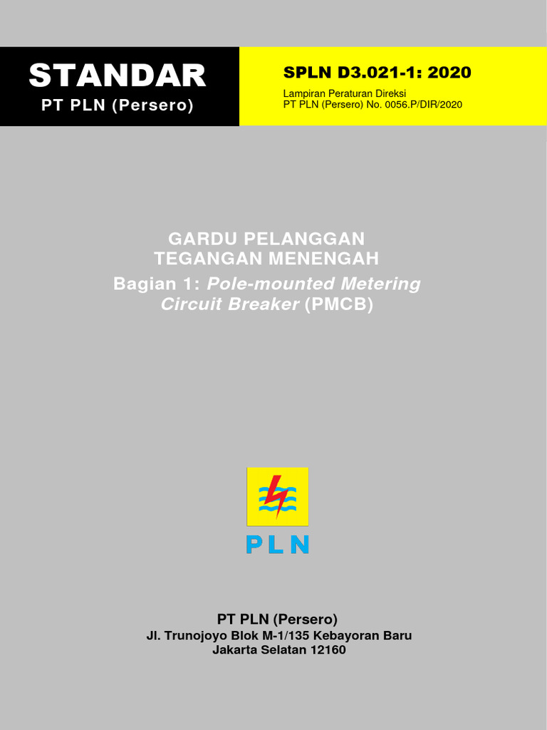 SPLN D3.021!1!2020 Pole-Mounted Metering CIrcuit Breaker Final+Locked | PDF