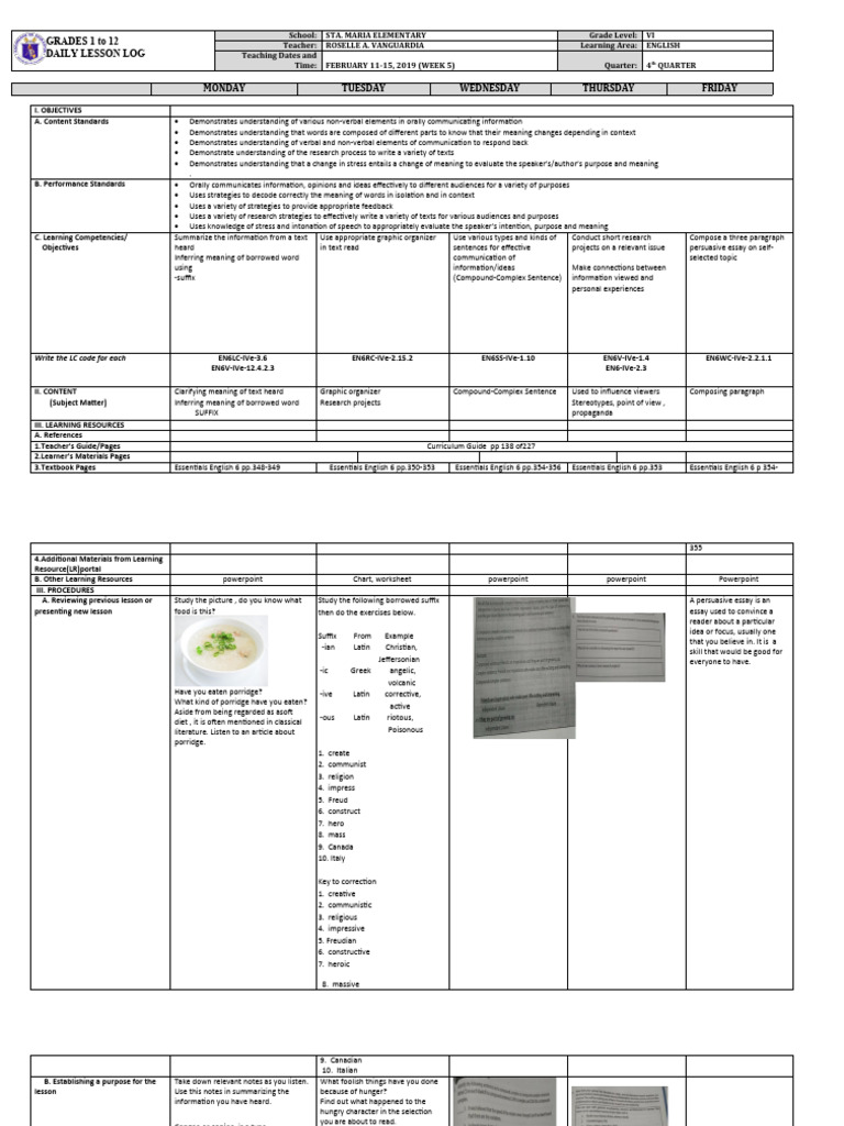 DLL English-6 Q4 W5 | PDF