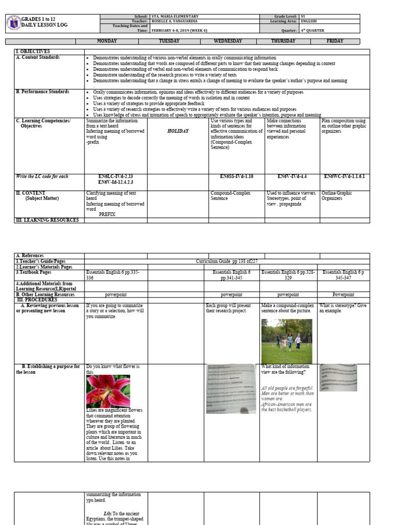 DLL English-6 Q4 W4 | PDF