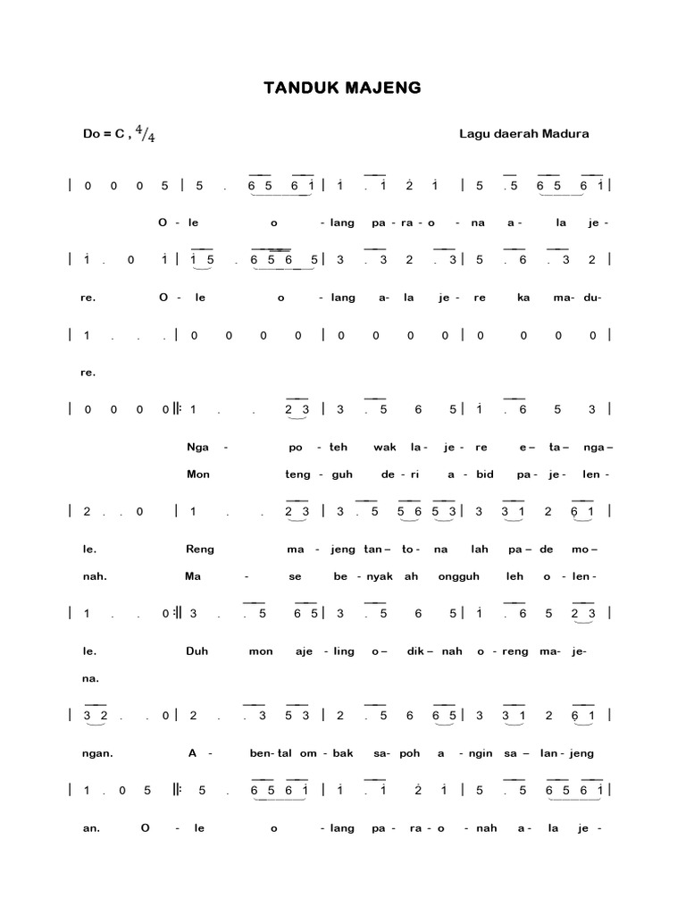Partitur Tanduk Majeng | PDF