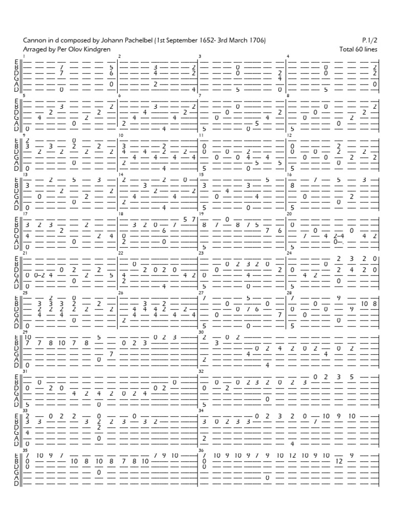 Cannon in D Tab | PDF