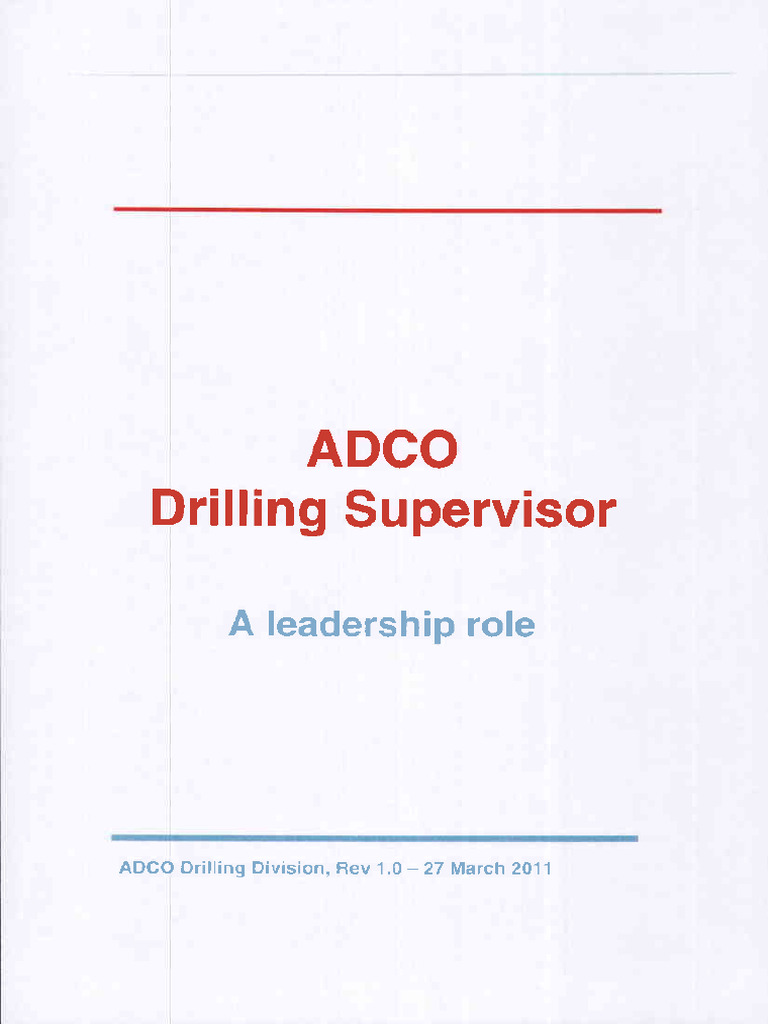 ADCO Drilling Supervisor . - A Leadership Role Guidelines - Rev 0 | PDF