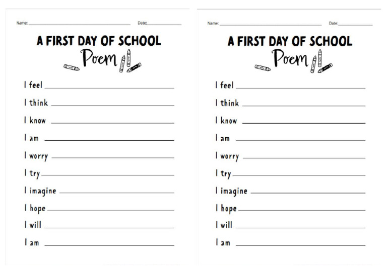 A First Day of School Poem | PDF