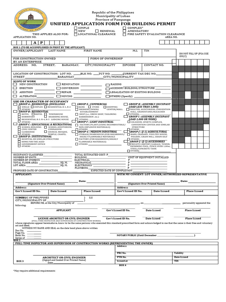 1. UNIFIED APPLICATION FORM FOR BUILDING PERMIT | PDF | Notary Public
