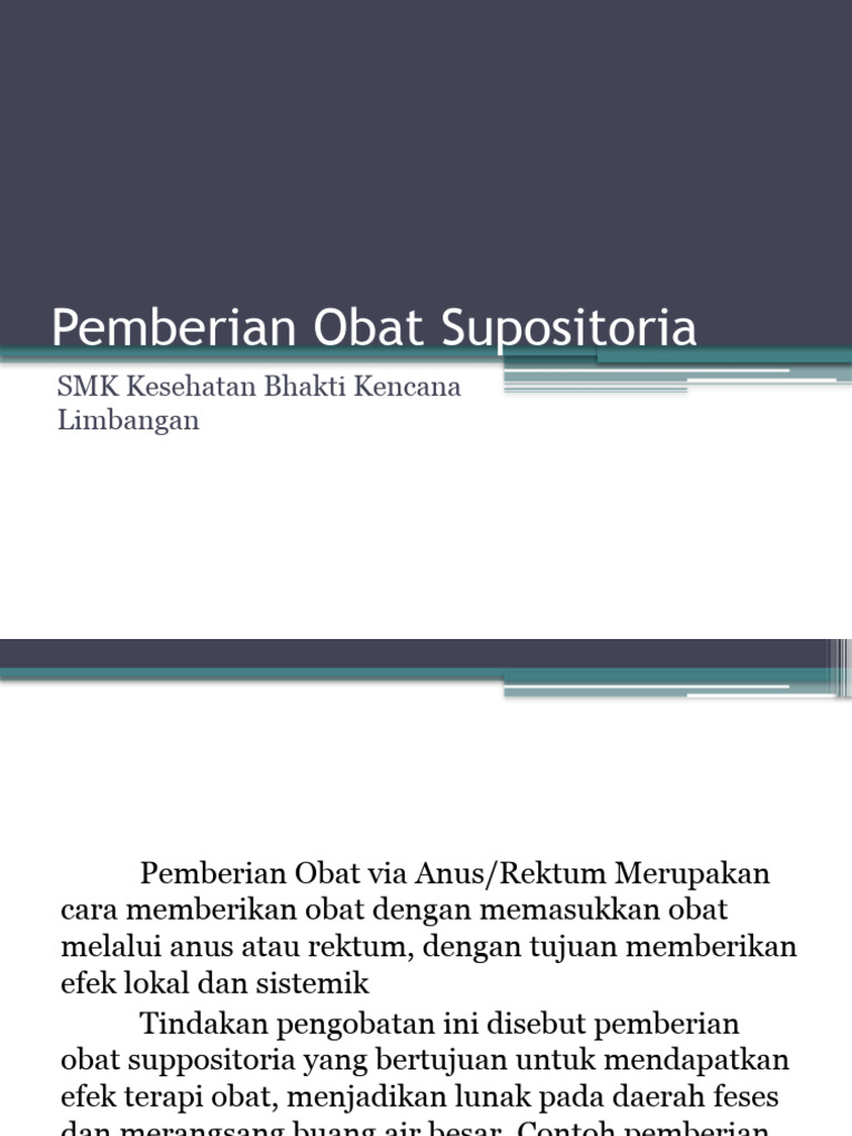 Pemberian Obat Supositoria | PDF