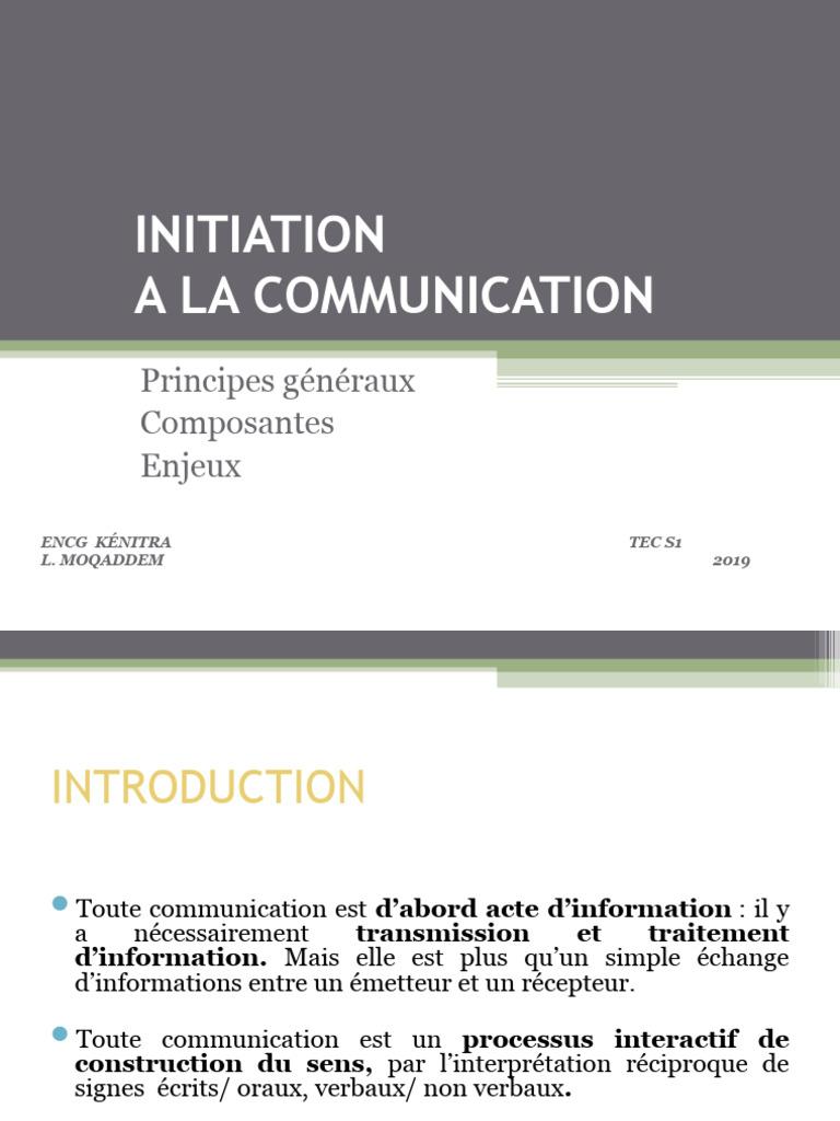 Principes et enjeux de la communication | PDF | la communication