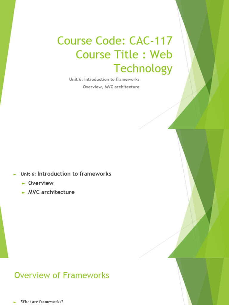 Unit 6 MVC | PDF | Model–View–Controller | Software Framework Unit 6 MVC | PDF | Model–View–Controller | Software Framework