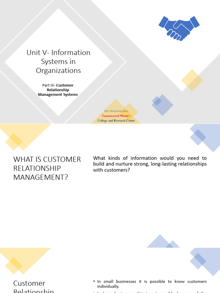 Unit 6 - Part III - Customer Relationship Management System | PDF | Customer Relationship ...
