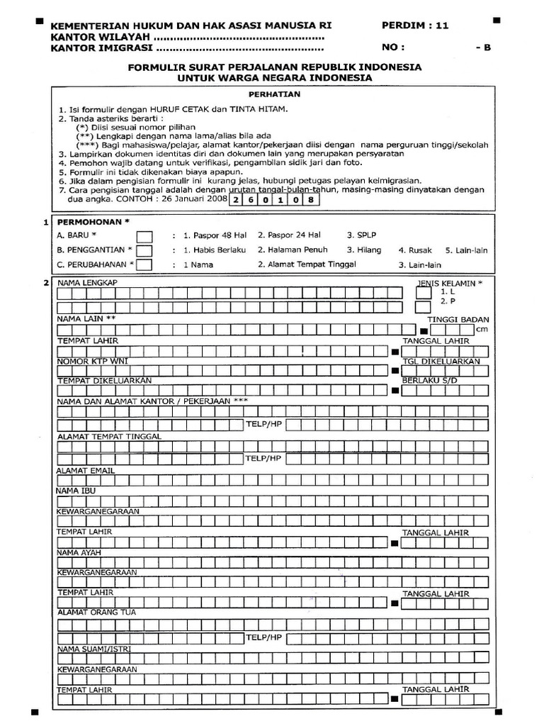 Blangko Perdim Untuk Pembuatan Paspor | PDF