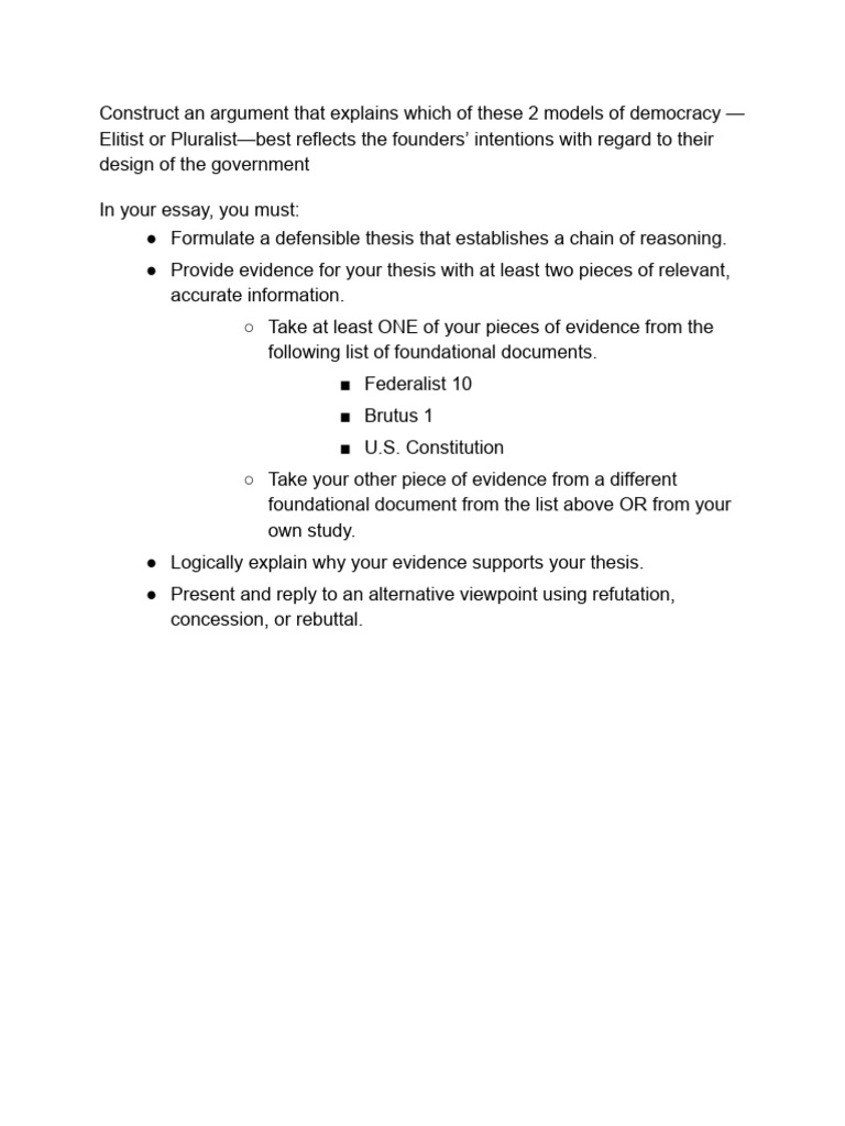 AP Gov Practice FRQ Essay Answer Key | PDF