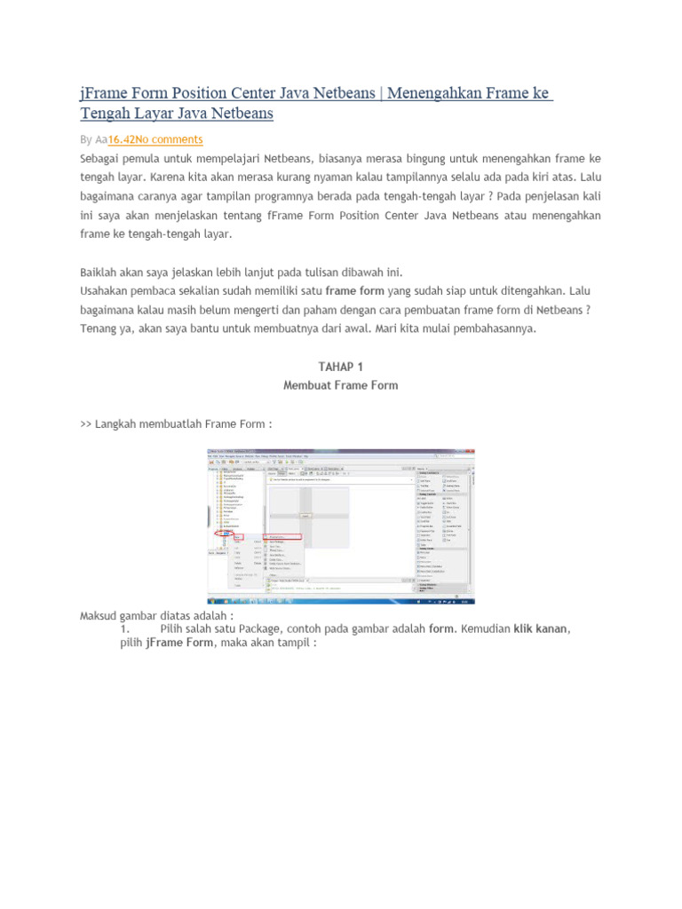 Jframe Form Position Center Java Netbeans | PDF
