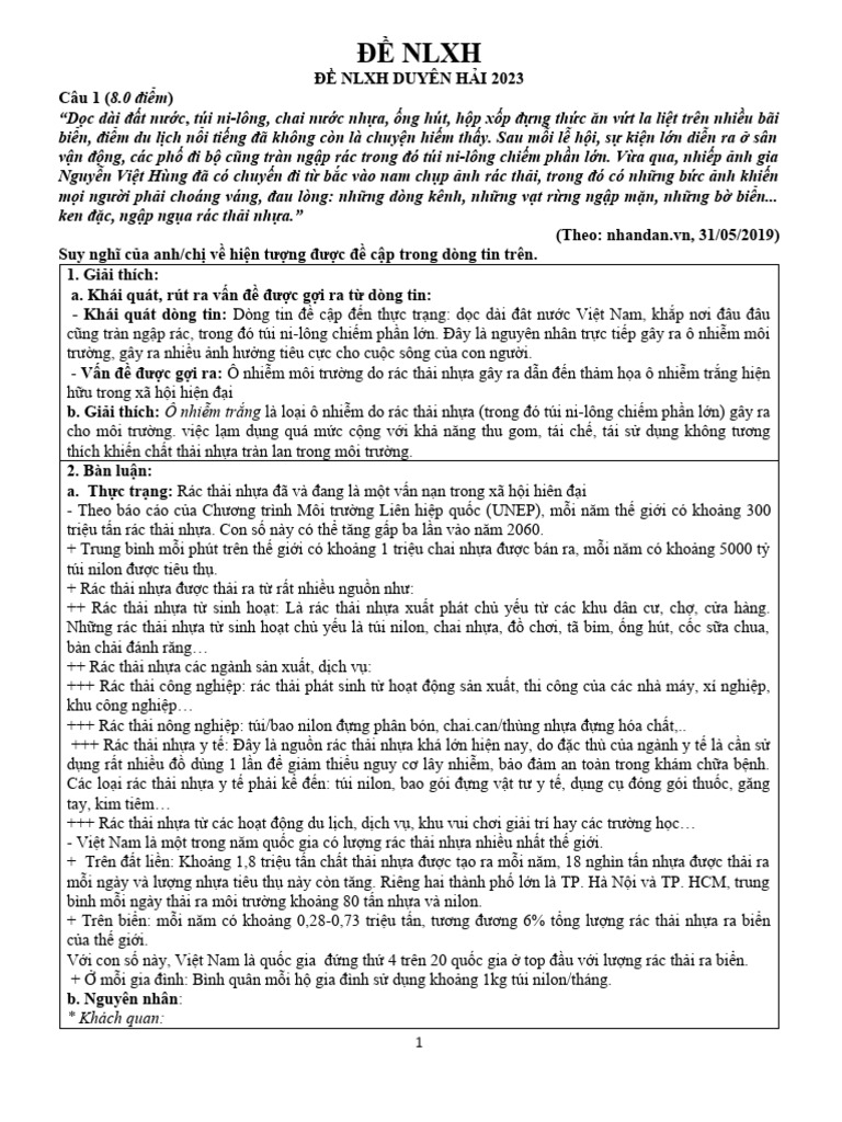 ĐỀ NLXH HSG | PDF