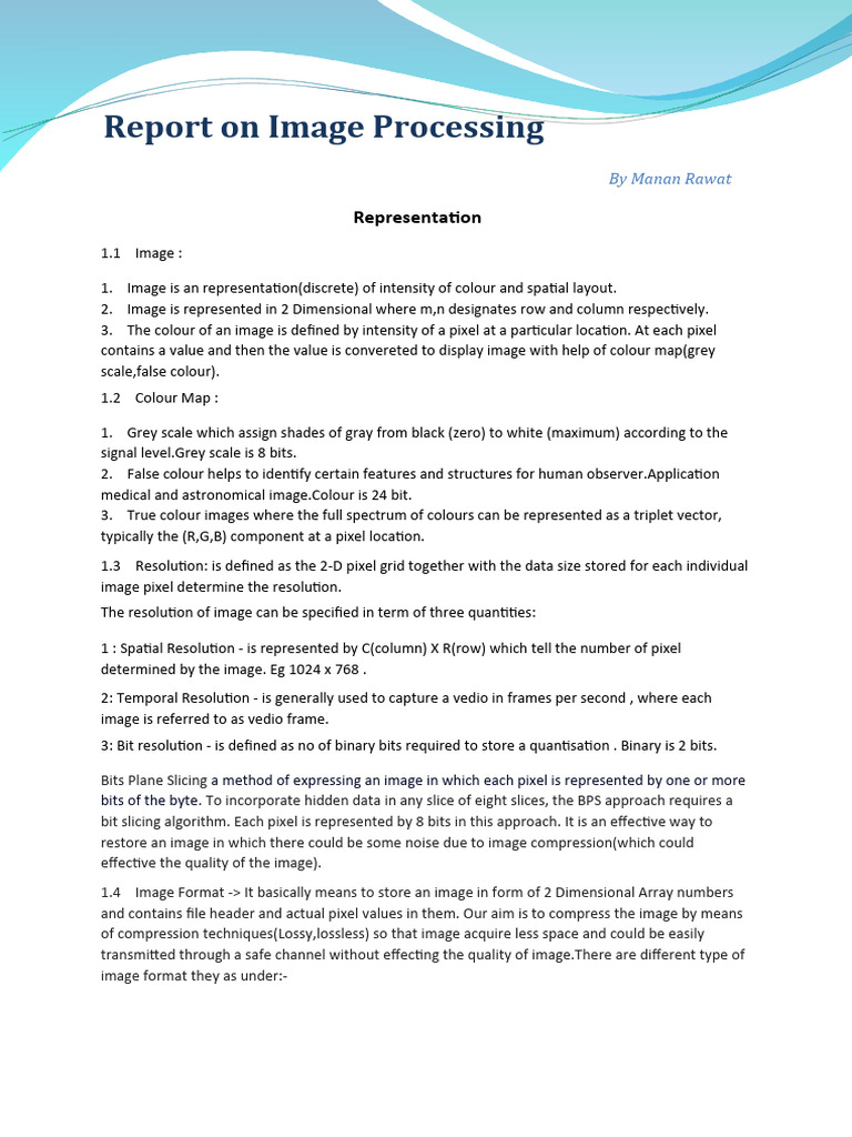 Report On Image Processing 1 by Manan Rawat | PDF | Digital Image | Information And ...