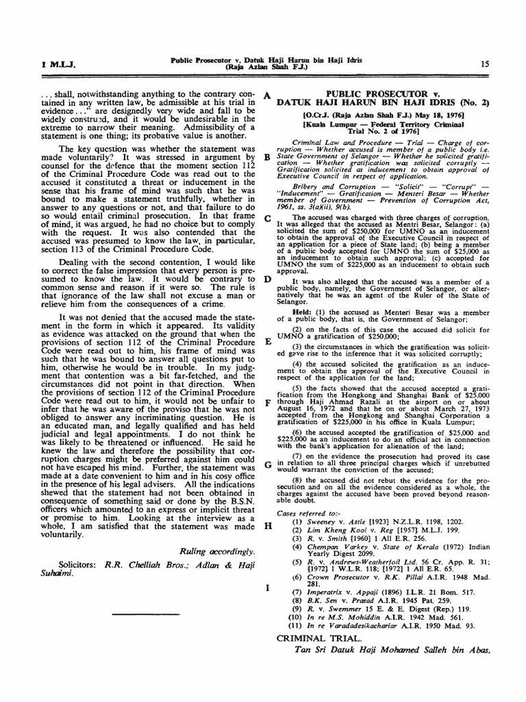 Public Prosecutor V Datuk Haji Harun Bin Haji Idris (No 2) | PDF ...