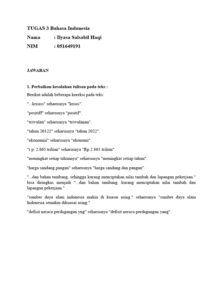 TUGAS 3 Bahasa Indonesia | PDF