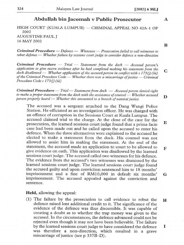 ABDULLAH BIN JACOMAH V PUBLIC PROSECUTOR | PDF