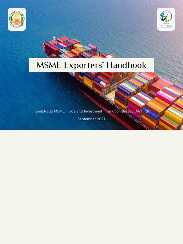 TN MSME Exporters Handbook | PDF | Trade | Economies