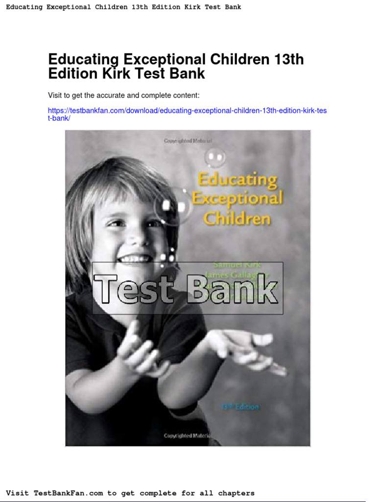 Educating Exceptional Children 13th Edition Kirk Test Bank | PDF ... Educating Exceptional Children 13th Edition Kirk Test Bank | PDF ...