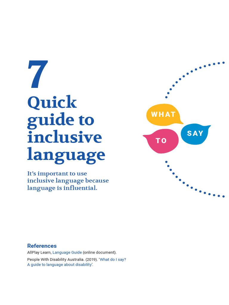 Quick Guide To Inclusive Language | PDF | Disability | Learning