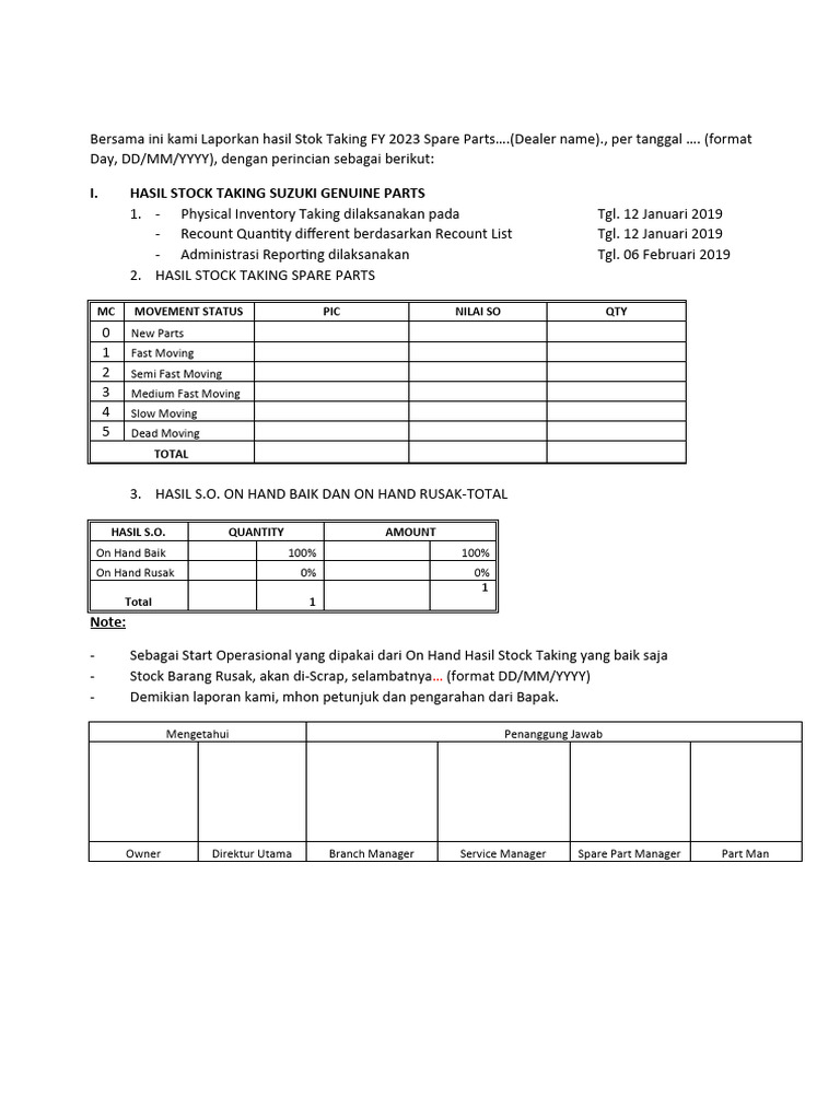 Contoh Stock Taking | PDF