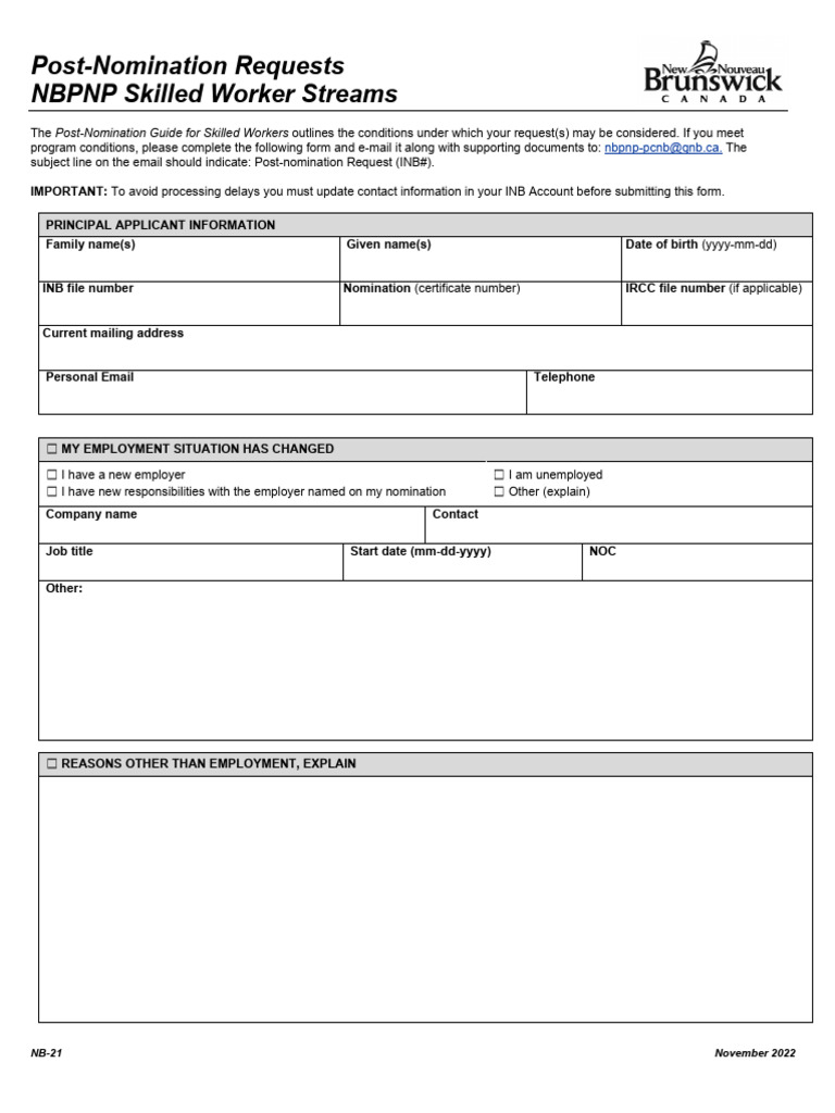 NBPNP Post-Nomination Request Guide | PDF | Immigration | Human Migration
