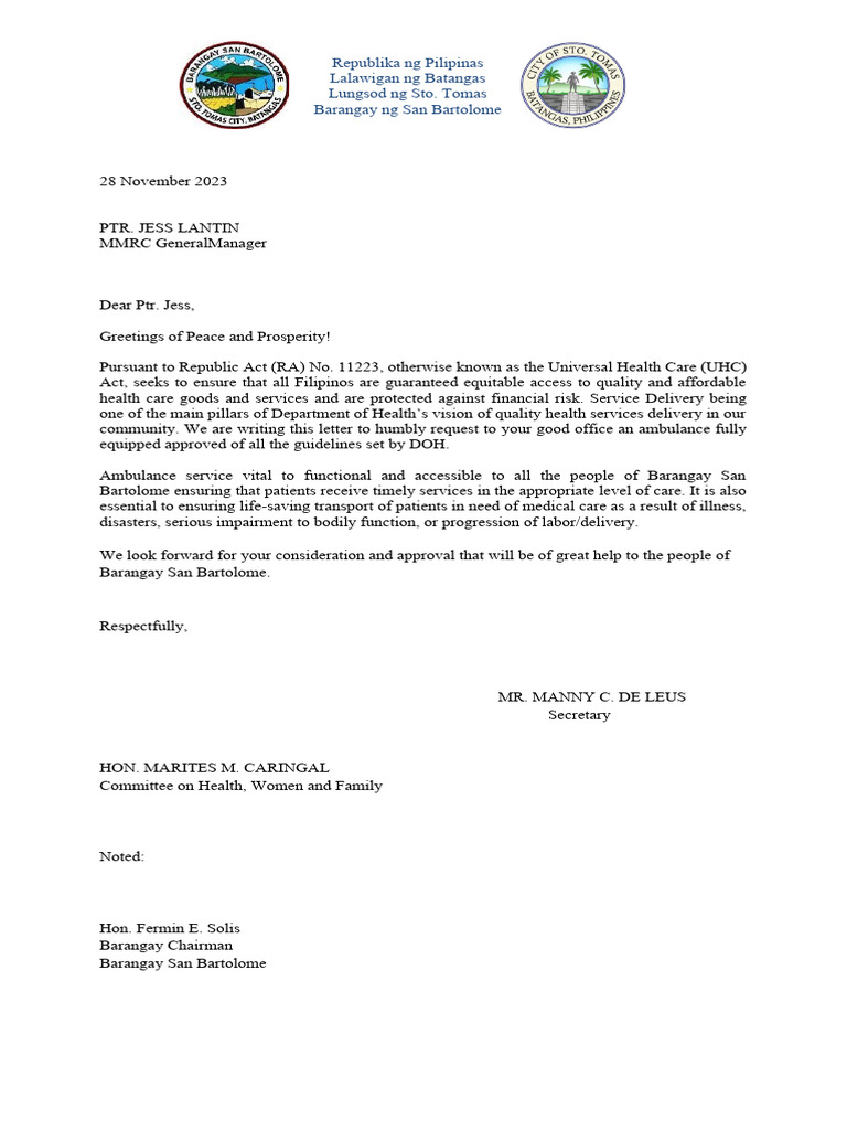 Letter To MMRC | PDF