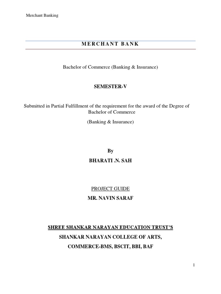 Final Merchant Banking Project | PDF | Banks | Investing