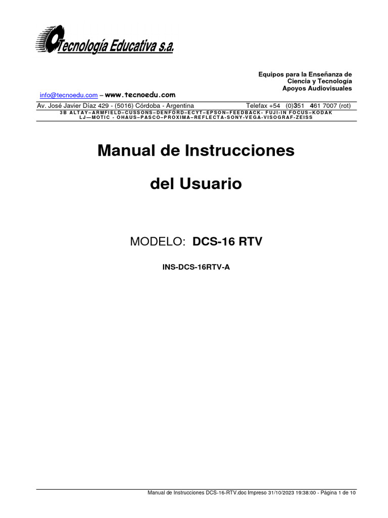 Manual DCS16 RTV | PDF
