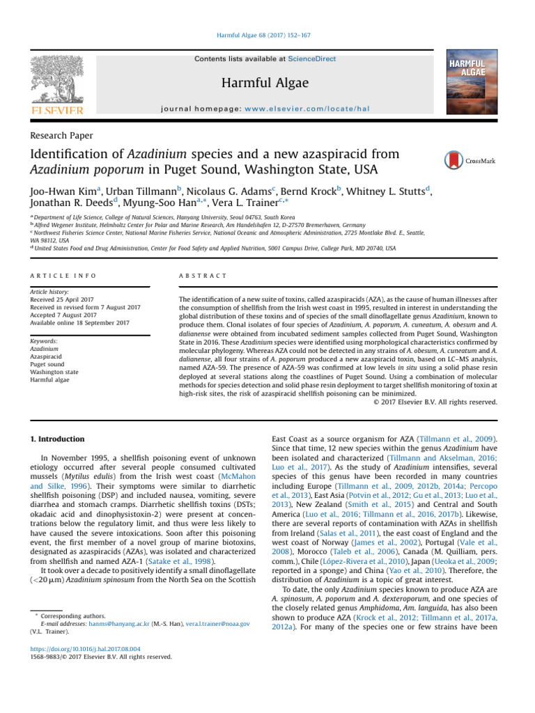 Identification of Azadinium Species and A New Azaspiracid From ...