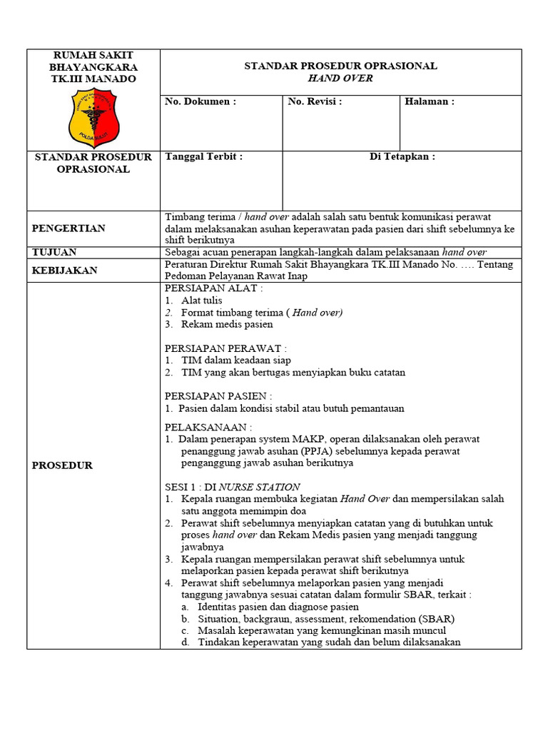 Spo Dan Alur Hand Over | PDF